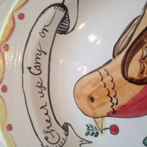 Ceramic Robin Plate ,"cheer up Carry On" , Handpainted Plate , Ceramic ...