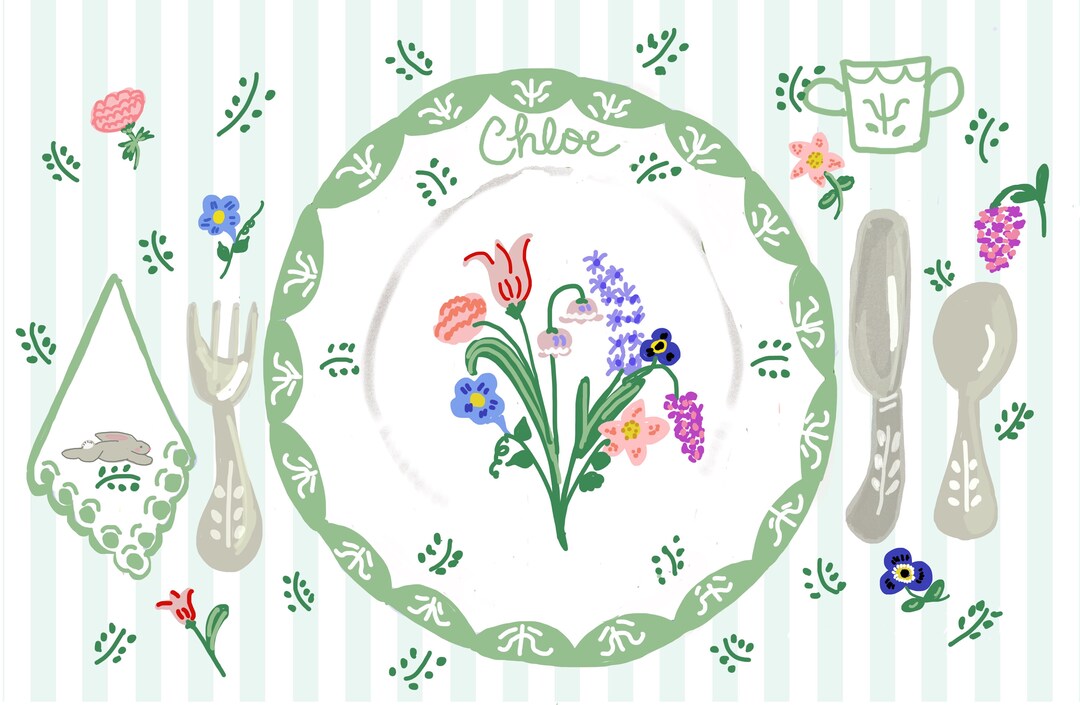 Wildflower Lavender Striped Laminated Placemat,table Decor ...