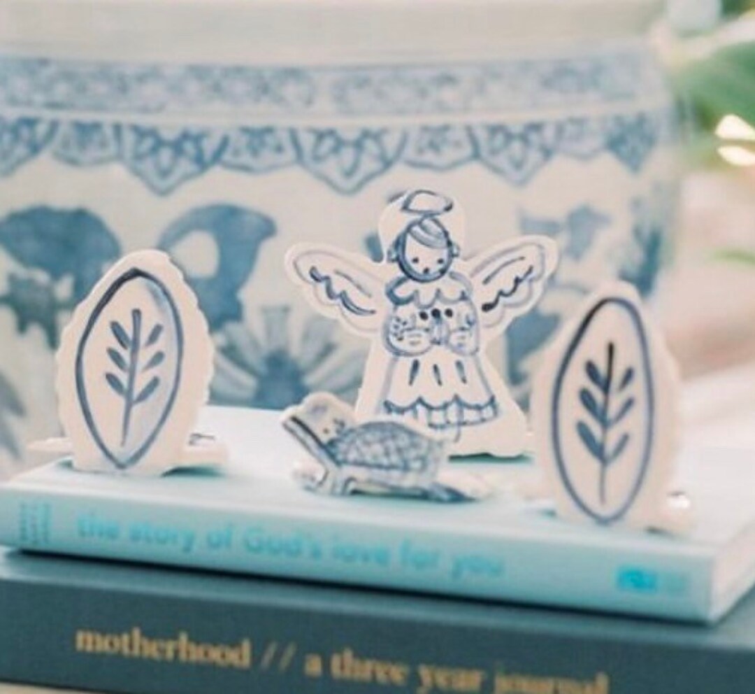Tiny Blue and White Nativity, Ceramic Nativity, Unique Folk Art ...