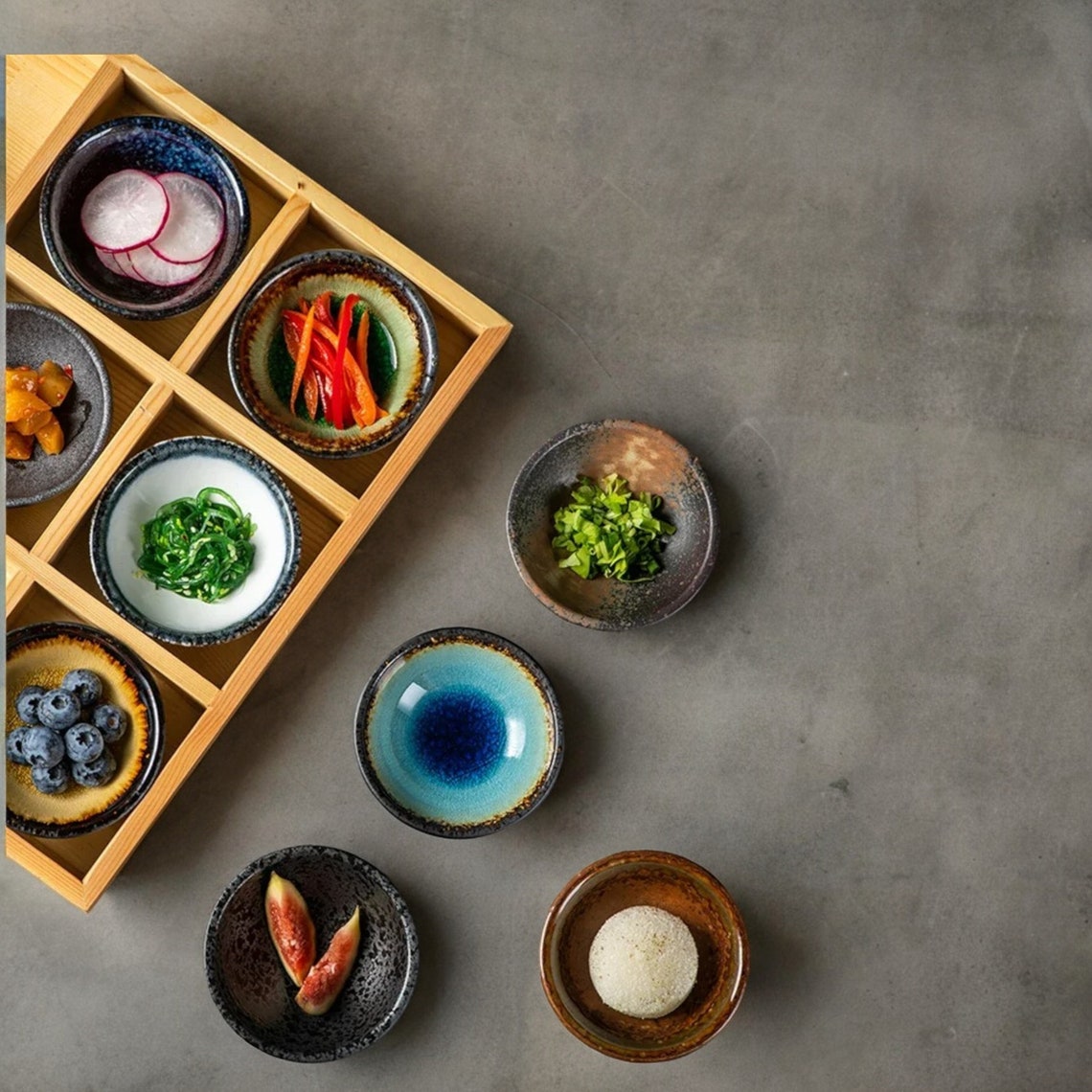 Contemporary Japanese Style Round Porcelain Dip Bowls Ice-cracked Sauce ...