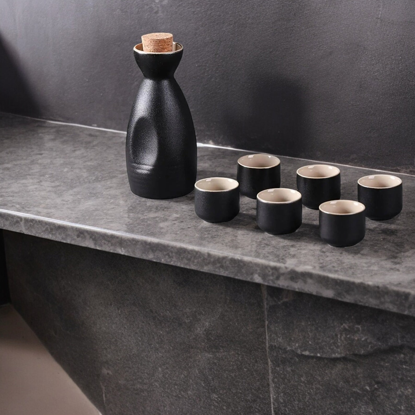Handmade Japanese Ceramic Sake Set 250 ML Sake Carafe With 25 ML Cups ...