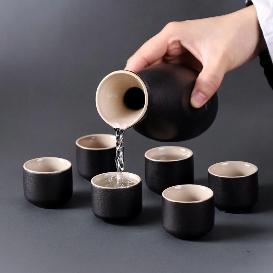 Handmade Japanese Ceramic Sake Set 250 ML Sake Carafe With 25 ML Cups ...