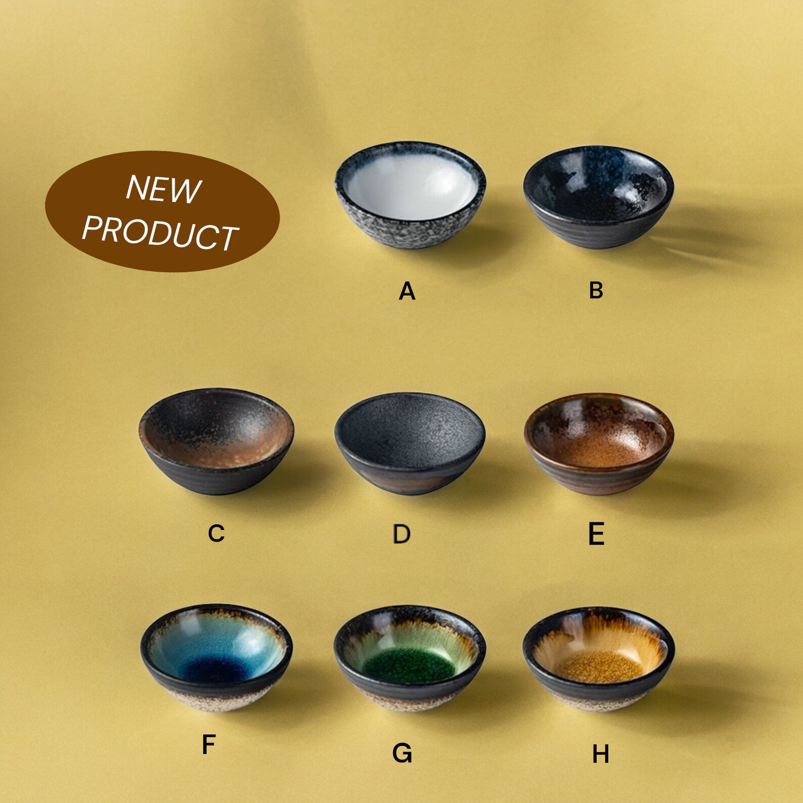 Contemporary Japanese Style Round Porcelain Dip Bowls Ice-cracked Sauce ...