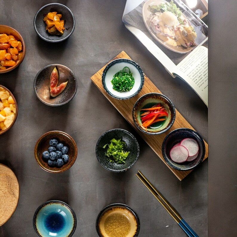 Contemporary Japanese Style Round Porcelain Dip Bowls Ice-cracked Sauce ...