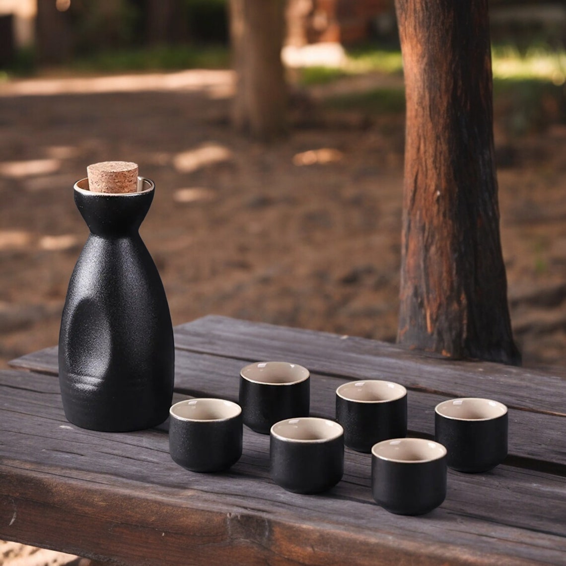 Handmade Japanese Ceramic Sake Set 250 ML Sake Carafe With 25 ML Cups ...