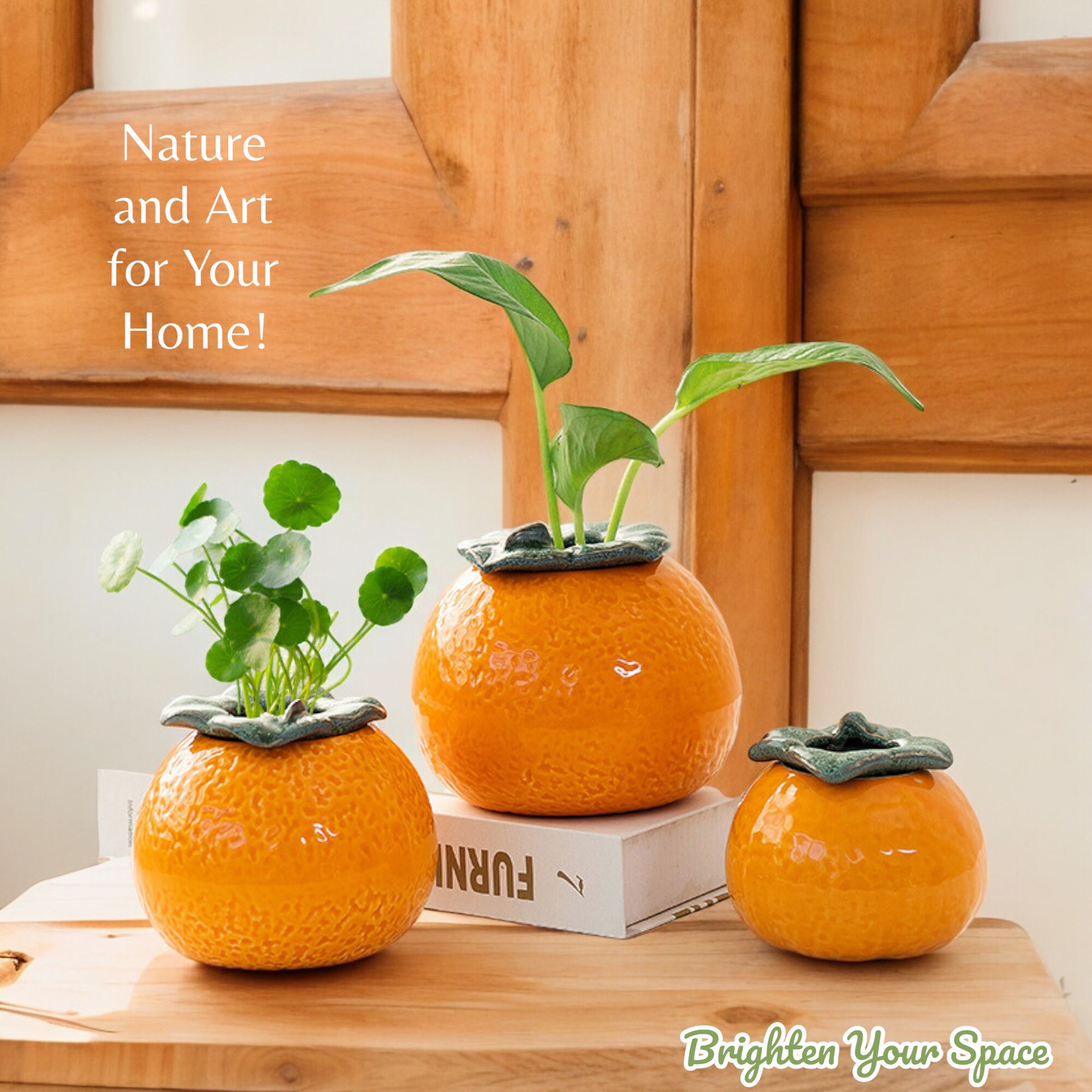 Orange Shaped Ceramic Vase Fruit Inspired Home Decoration Small ...