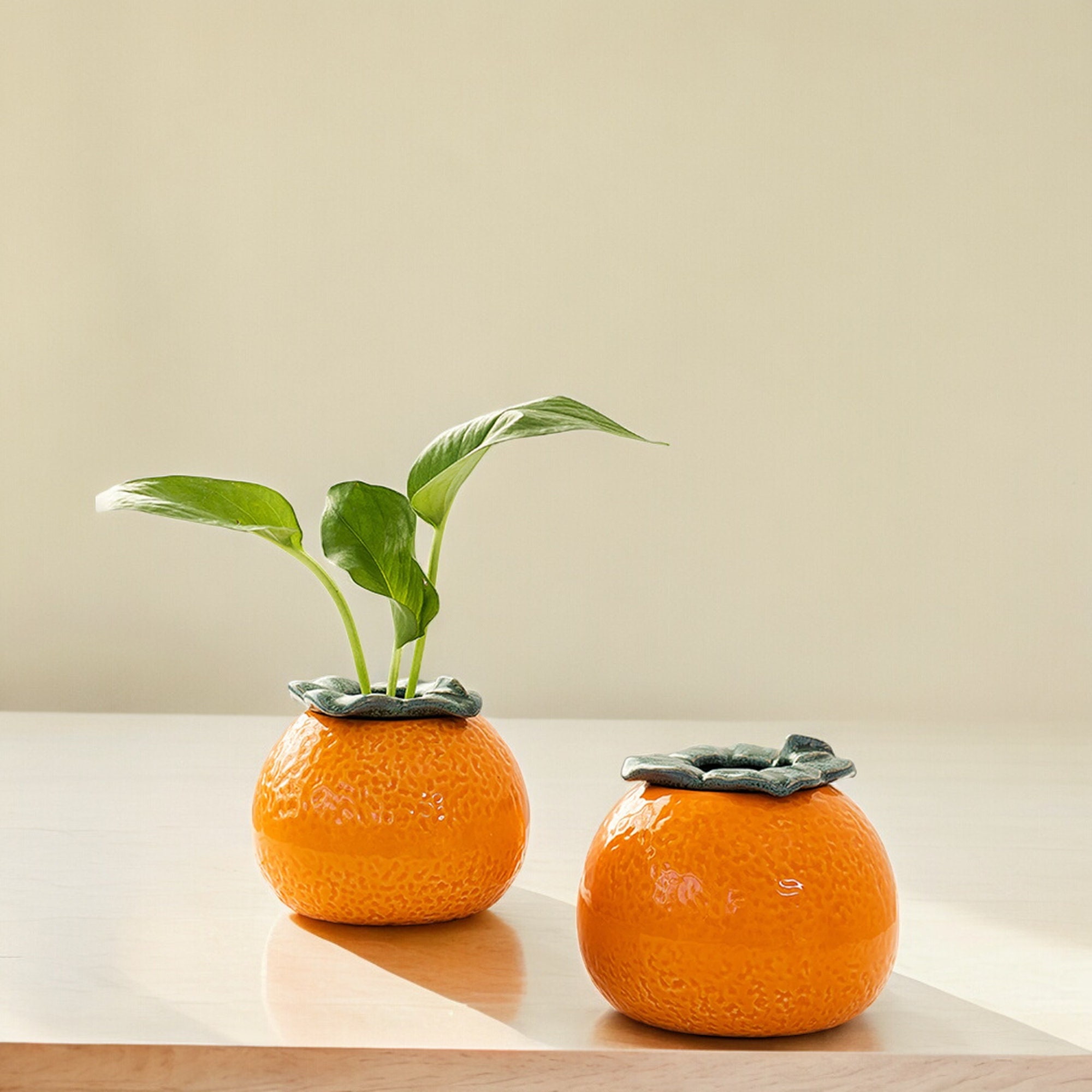 Orange Shaped Ceramic Vase Fruit Inspired Home Decoration Small ...