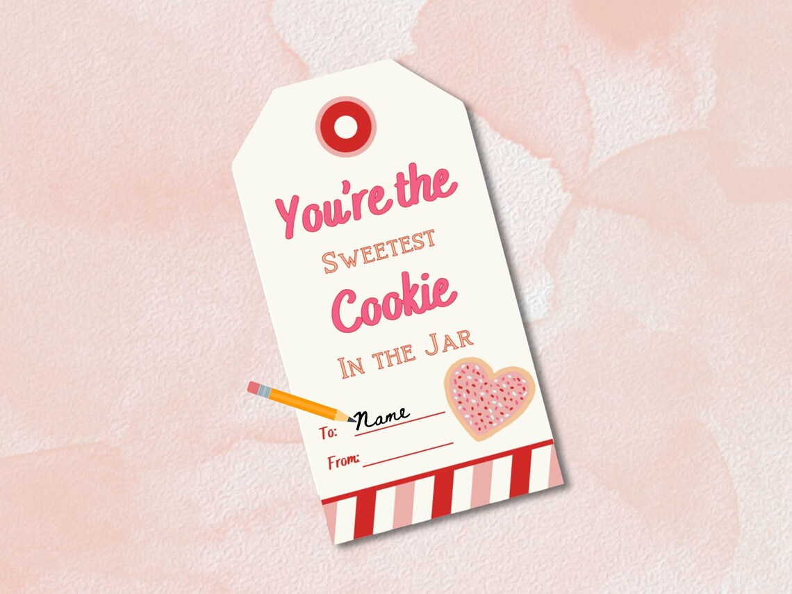Valentine's Cookie Gift Tag, Printable Valentine's Gift Tag, Valentine ...