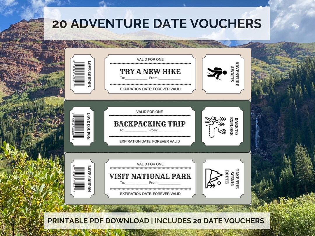 20 Printable Adventure Date Coupons, Date Vouchers, Printable Date ...