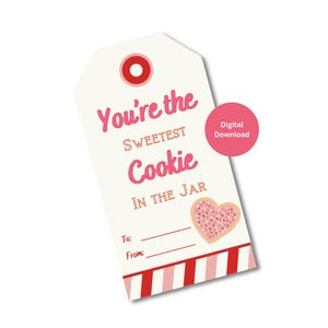 Valentine's Cookie Gift Tag, Printable Valentine's Gift Tag, Valentine ...