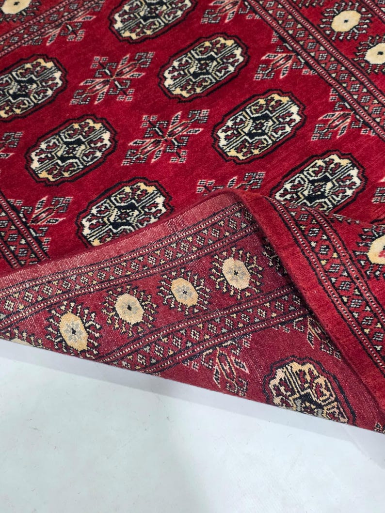 3 X 5 Ft Red Geometrical Handmade, Mori Bokhara Cotton and Wool - Etsy UK