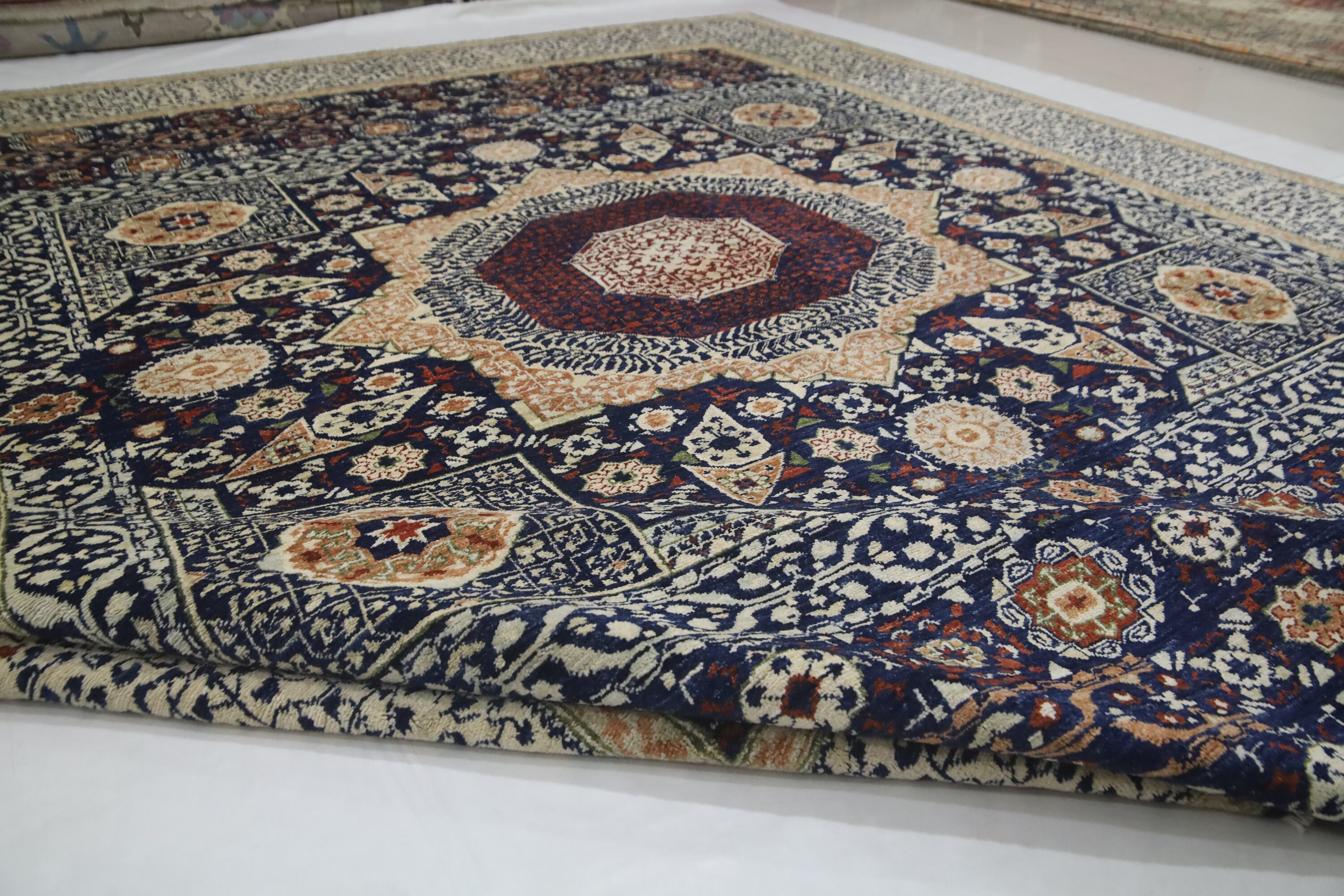 9x12 Mamluk Area Rug - Dark Blue Turkish Hand Made Geometric Fine ...
