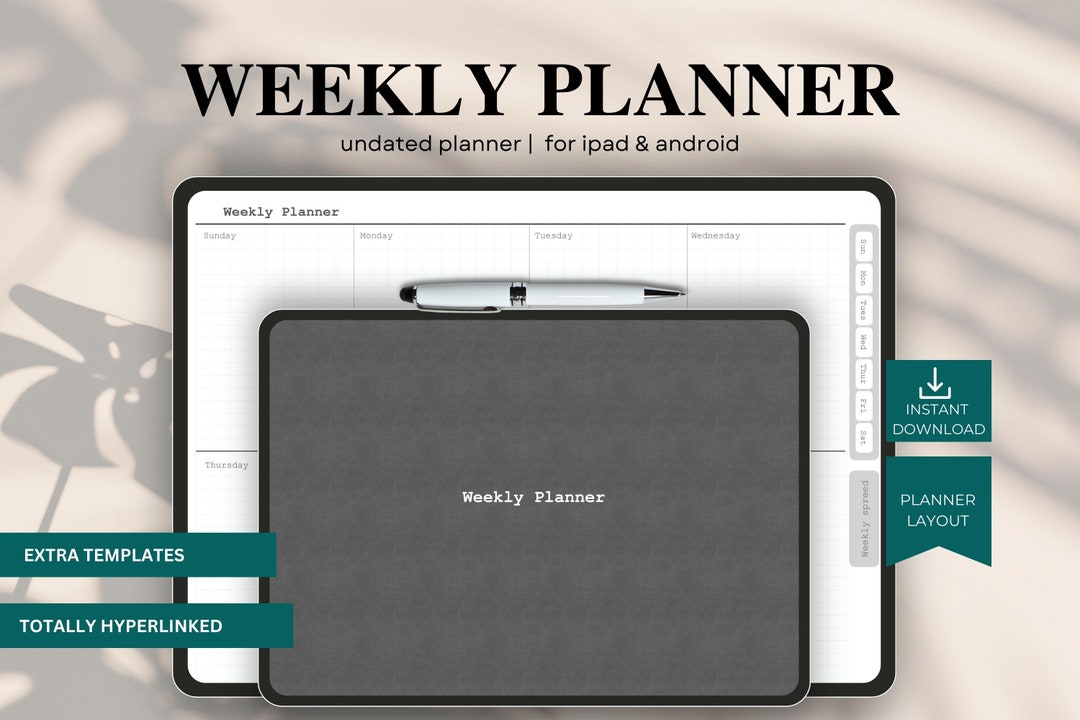 Weekly Planner Goodnotes Template -hourly Digital Planner for iPad ...