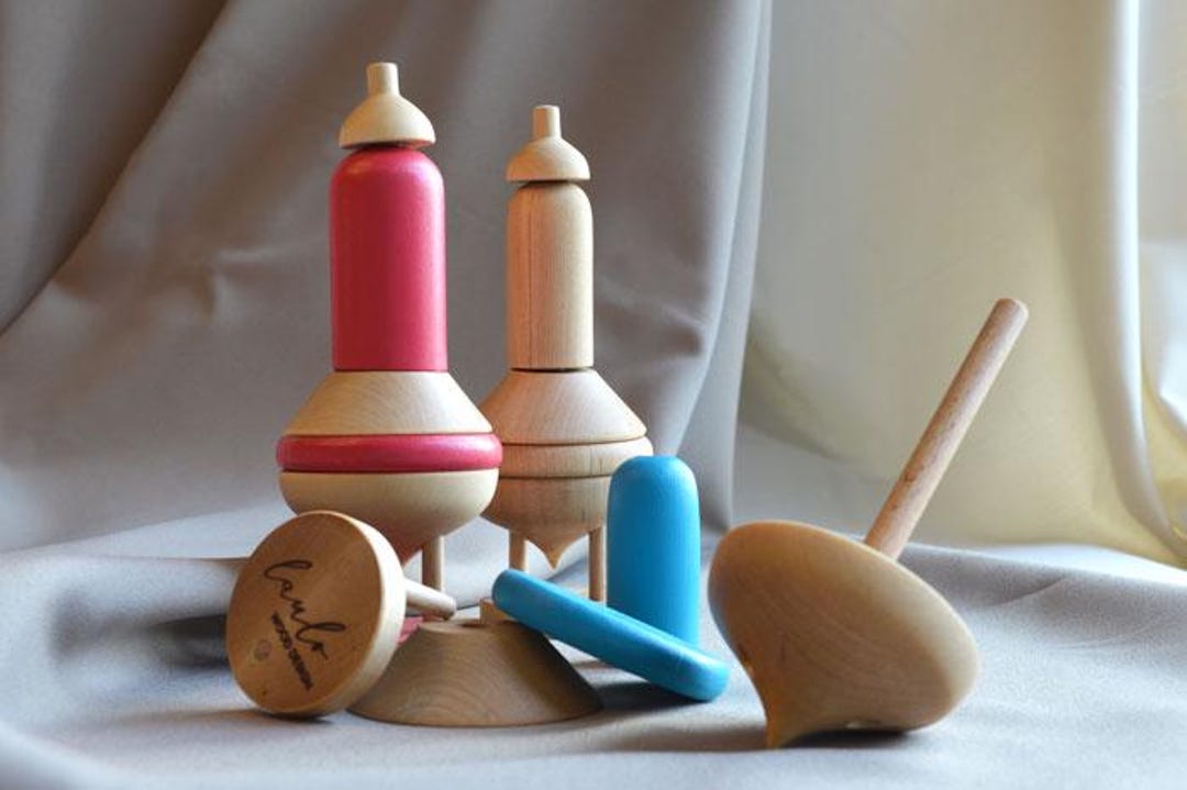 Wooden Spinning Top, Stacking Toy, Toddler Development, Wooden Fidget ...