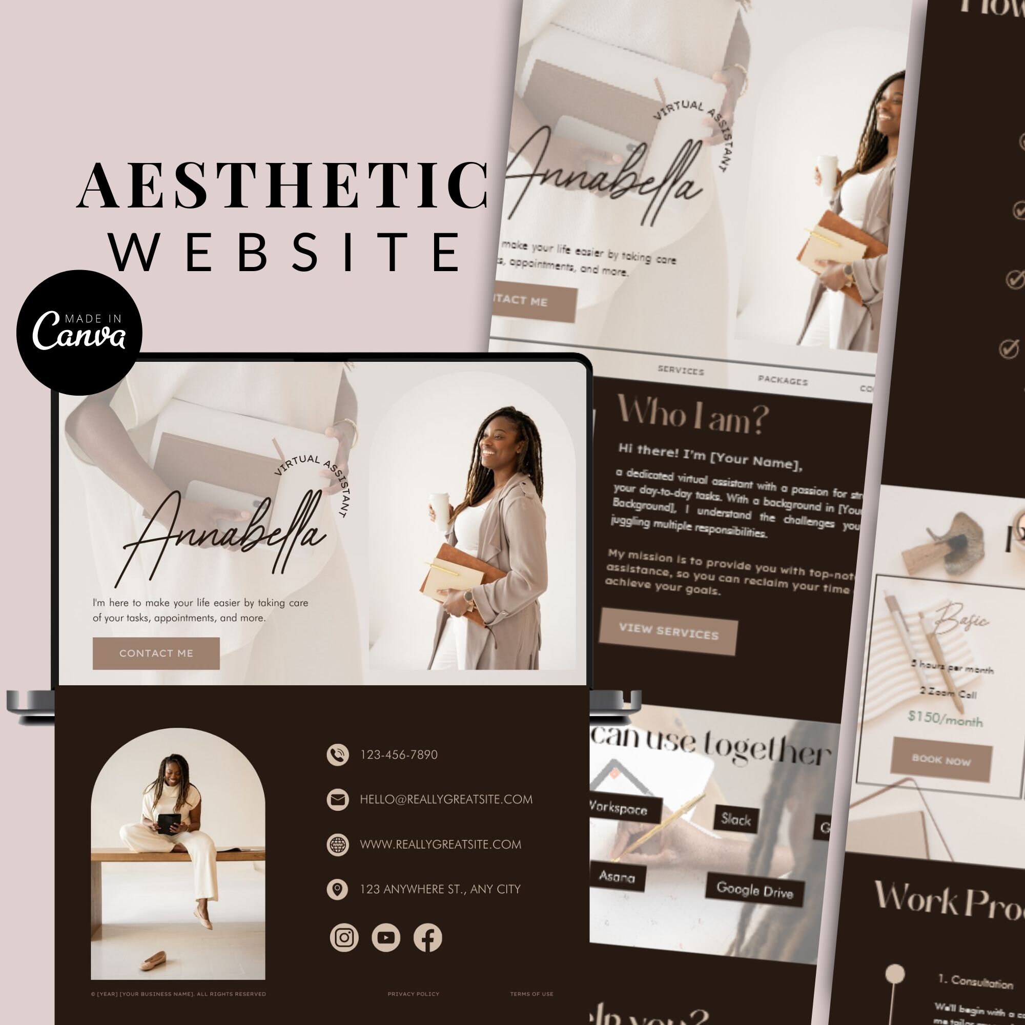 Virtual Assistant Website Template, Canva Website Template, Virtual ...