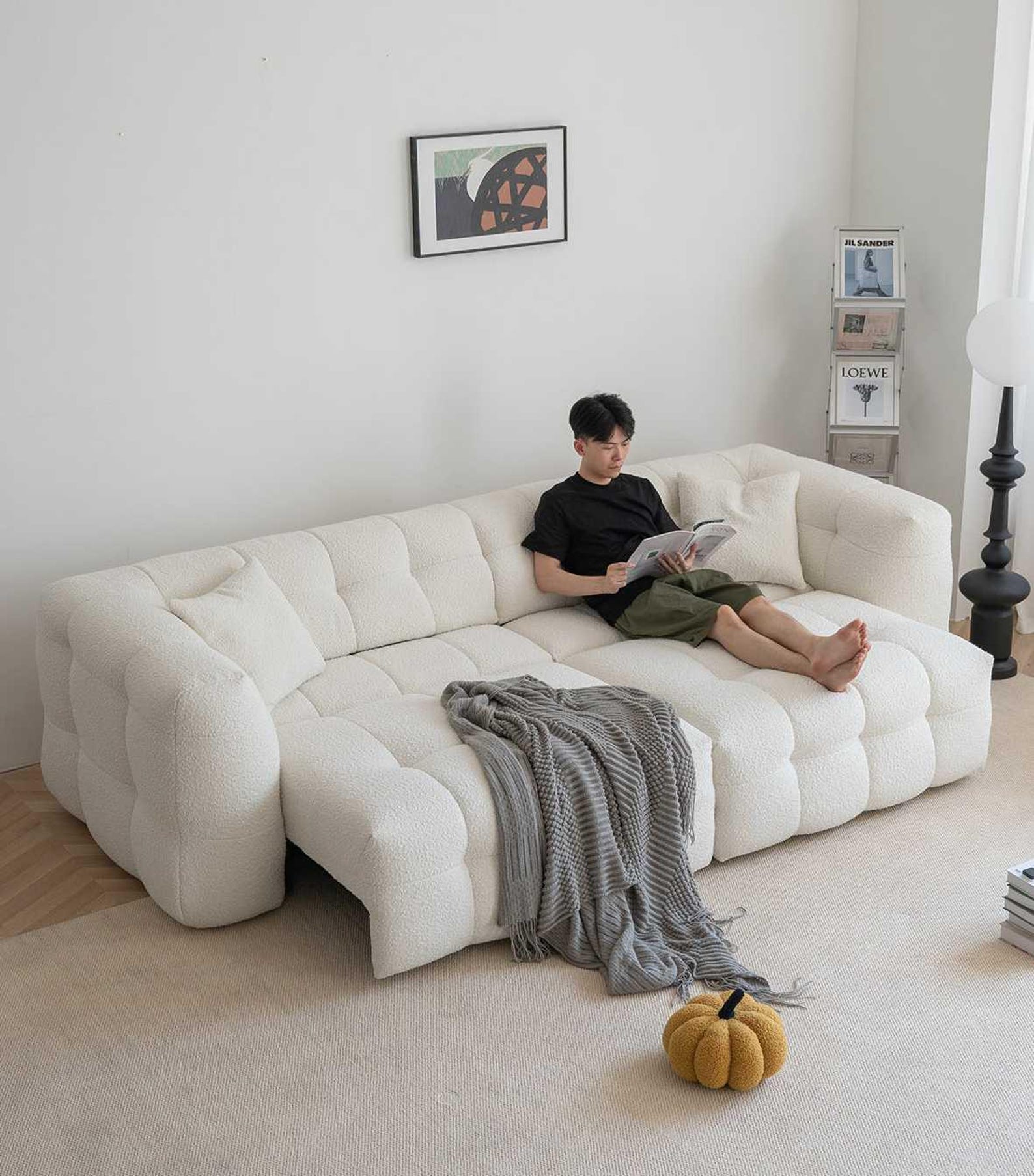 Minimal Electric Extendable Sofa – Luxurious Beige Couch by Salina ...