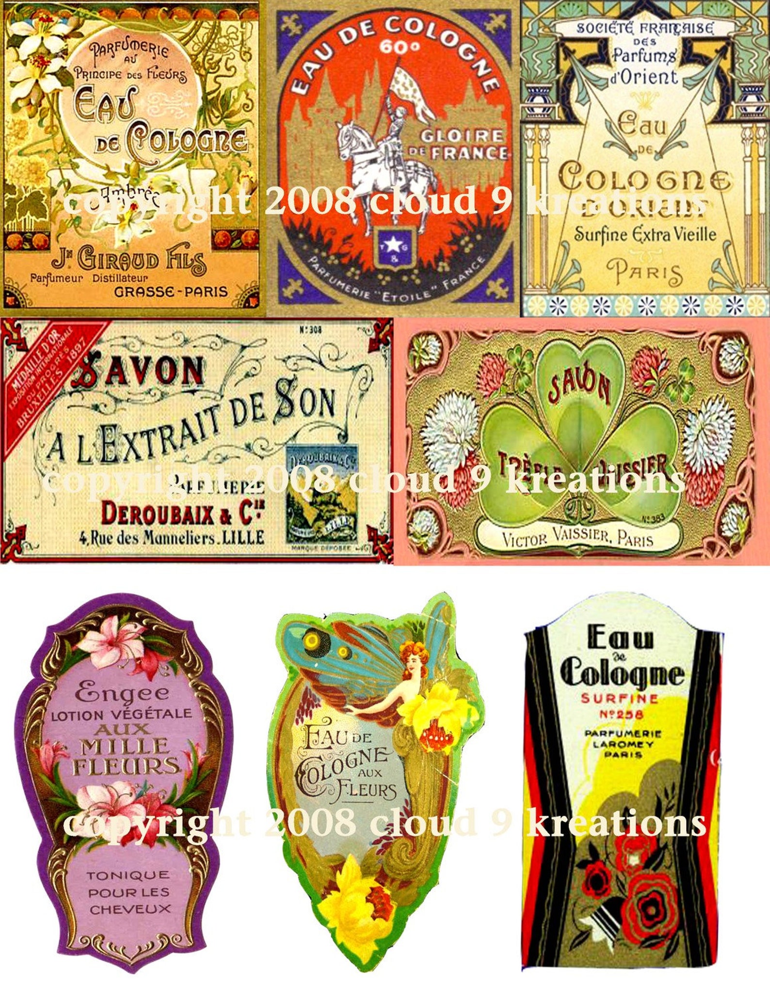 French Perfume & Soap Labels Digital Collage Sheet 1 Junk Joural ...