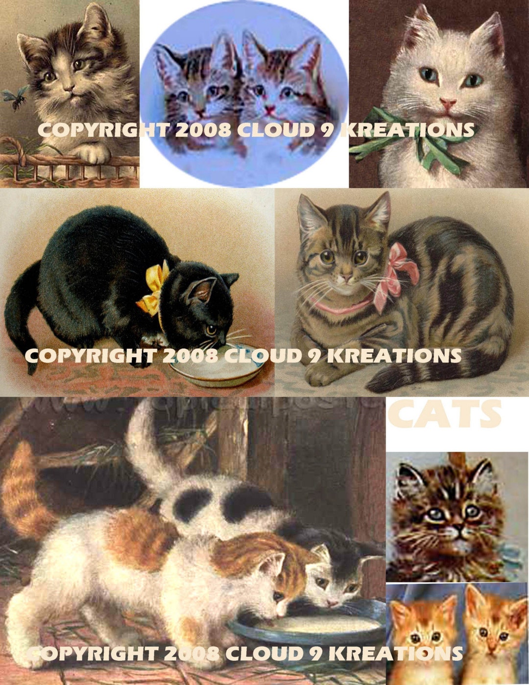 Cats Digital Collage Sheet - Etsy