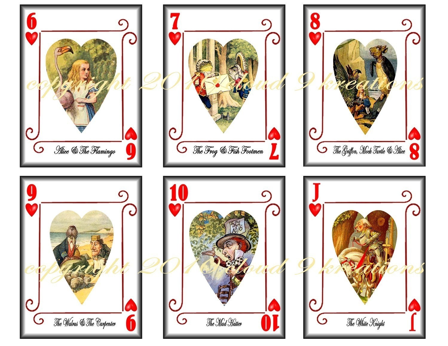 Alice in Wonderland Playing Cards, Alice in Wonderland Cards, Digital ...