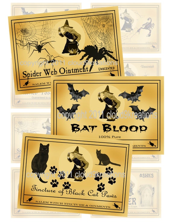 Halloween...witch Snake Oil Labels 2.5 X 3.5 Inches Digital | Etsy