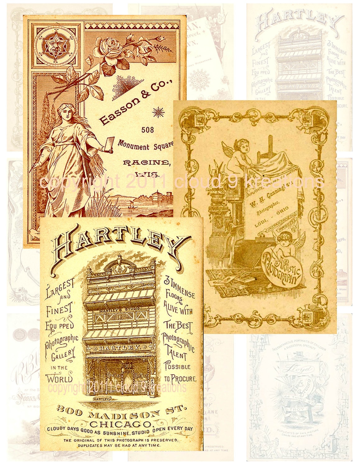 Vintage Cabinet Card Backs Digital Collage Sheet 1 - Etsy