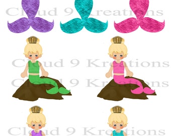 Digital Paper MERMAIDS Printable Artwork Digital Collage Sheet Original ...