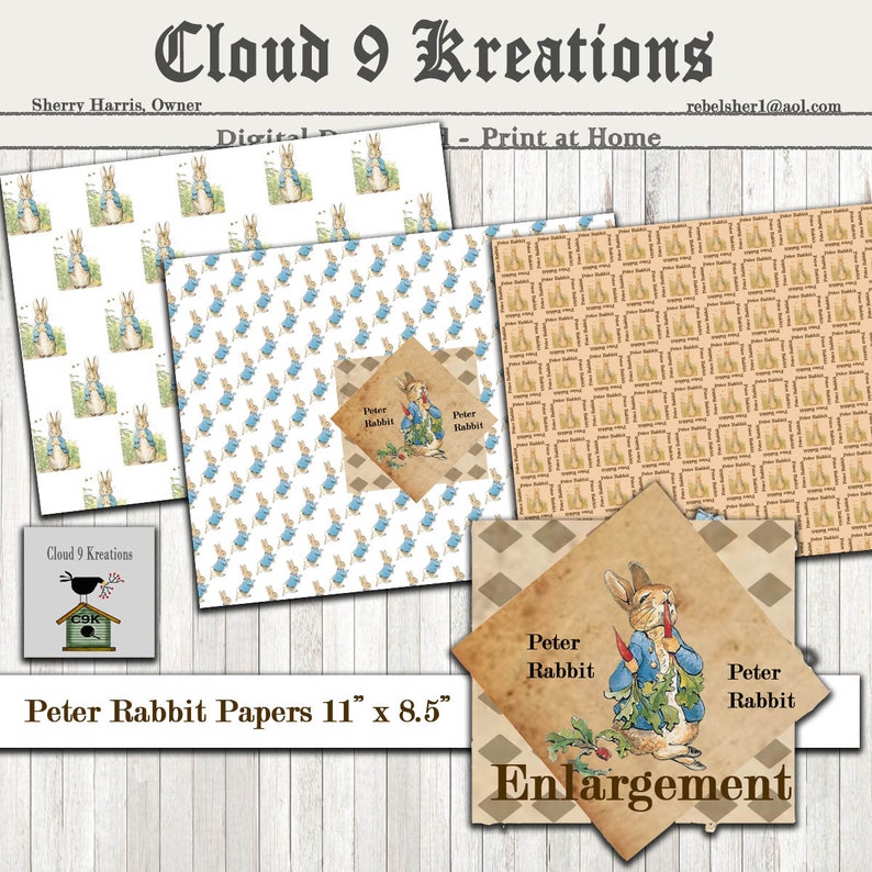 Peter Rabbit Junk Journal Ephemera Scrapbook Collage Sheet Tags Pocket ...