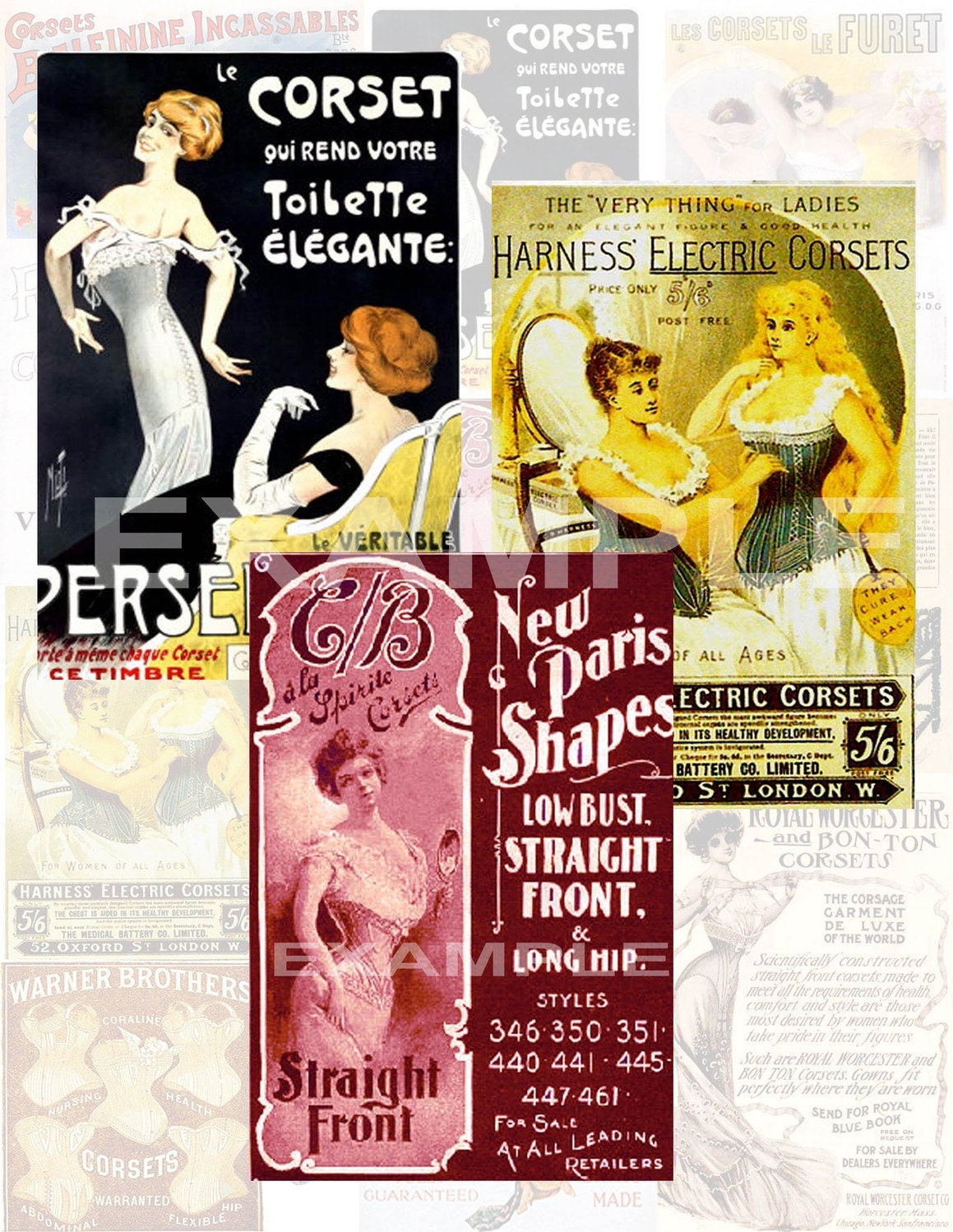 Vintage Womens Corset Ads Digital Collage Sheet - Etsy