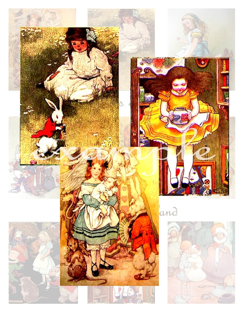 The Many Faces of Alice...alice in Wonderland...digital Collage Sheet ...