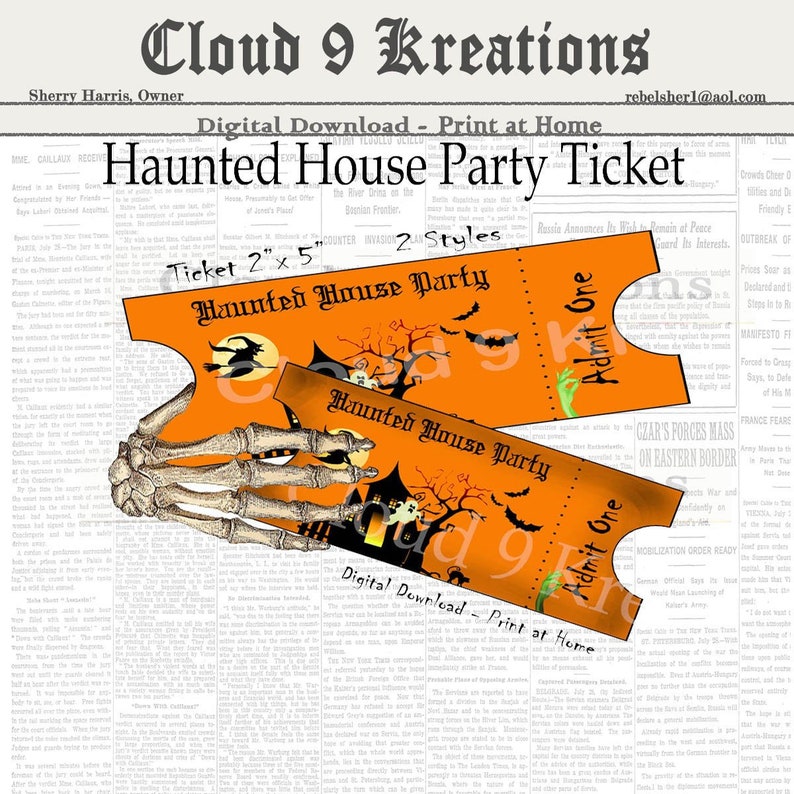 Halloween Haunted House Party Ticket Halloween Haunted House - Etsy