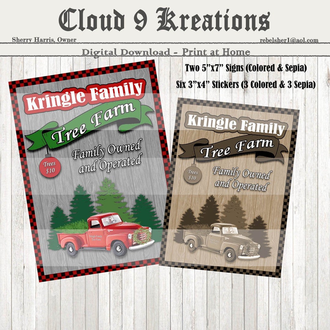 Christmas Tree Farm Sign, Vintage Tree Farm Sign, Christmas Stickers ...