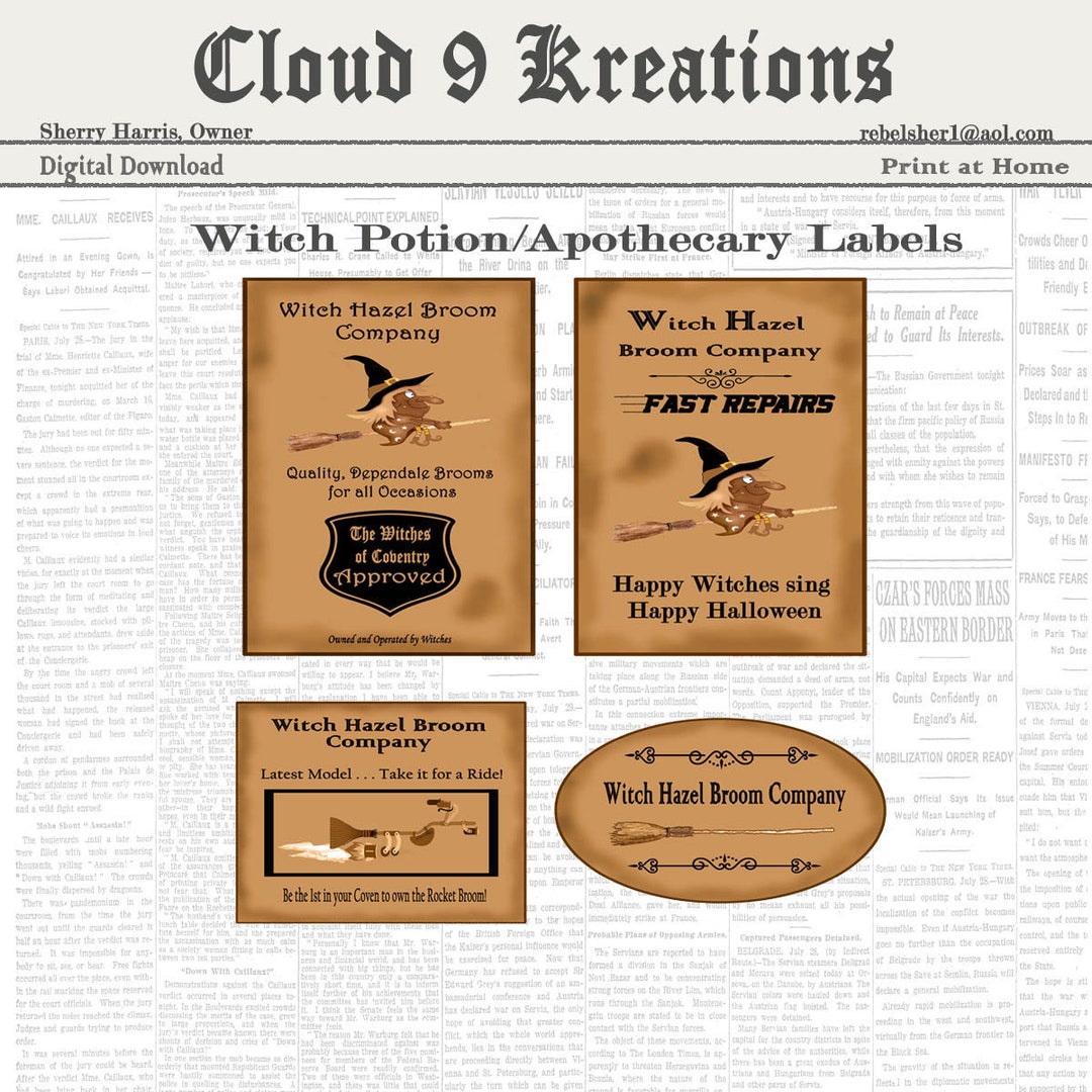 Halloween Witch Potion Bottle Labels, Witch Potion Bottle Labels, Witch ...