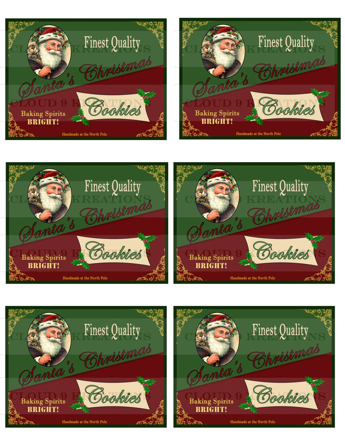 Christmas Cookie Labels, Vintage Christmas Cookie Labels, Cookie Labels ...