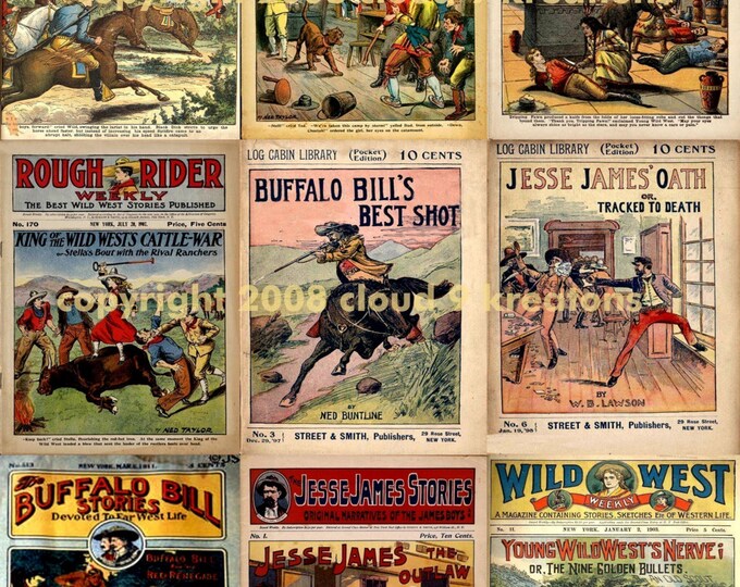 OLD WEST COWBOY...WESTERN DIME NOVEL COVERS DIGITAL COLLAGE SHEET - Etsy