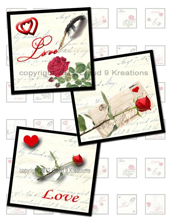 Valentine Love Letter Inchies Digital Download Valentine Love | Etsy