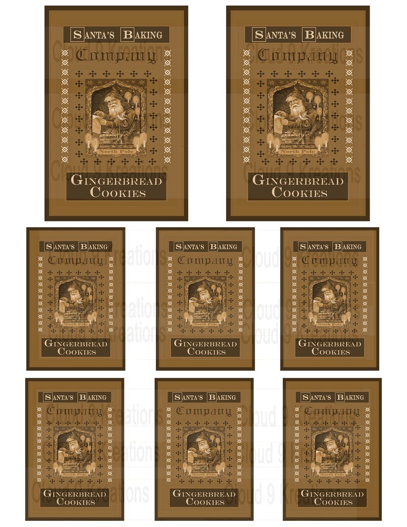 Christmas Gingerbread Cookie Labels, Gingerbread Cookie Labels, Vintage ...