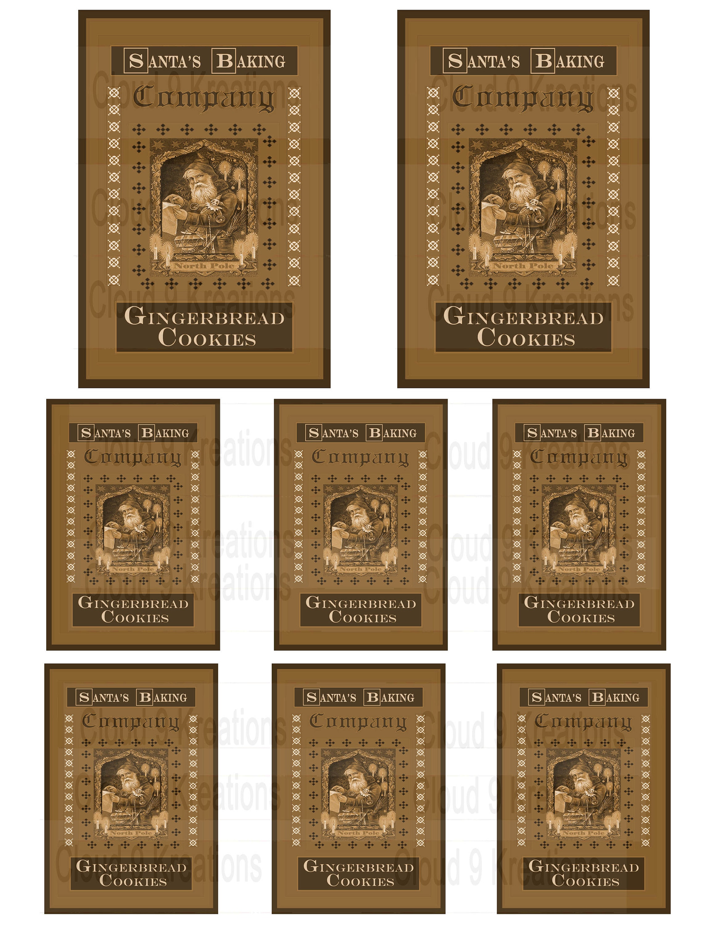 Christmas Gingerbread Cookie Labels, Gingerbread Cookie Labels, Vintage ...