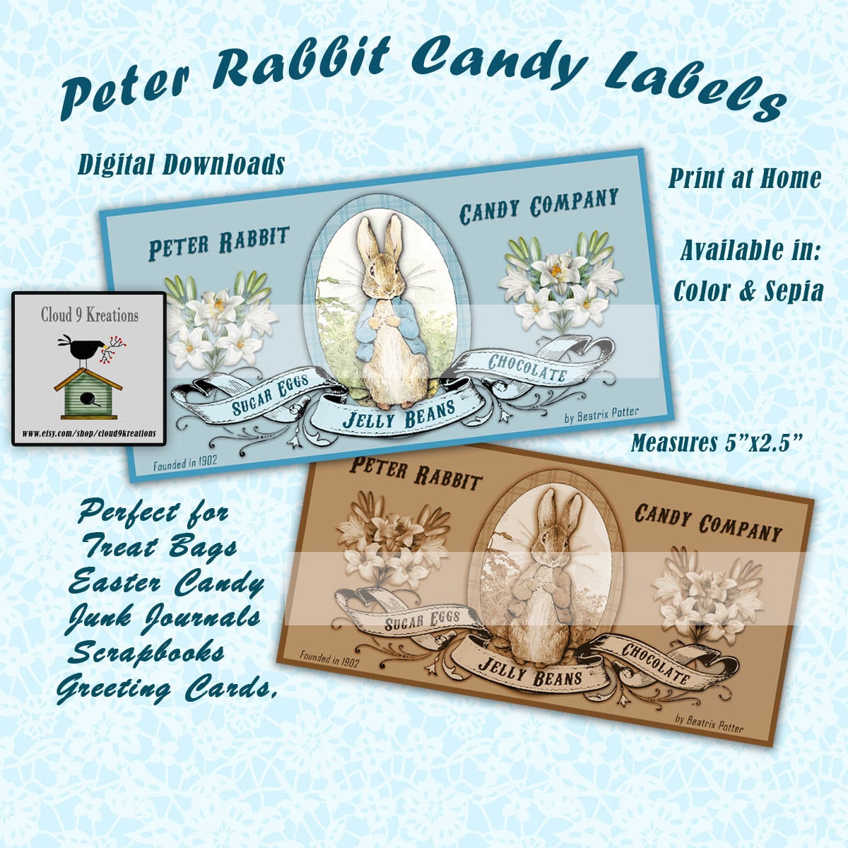 Peter Rabbit Candy Labels Easter Candy Labels Scrabook Printable Easter ...