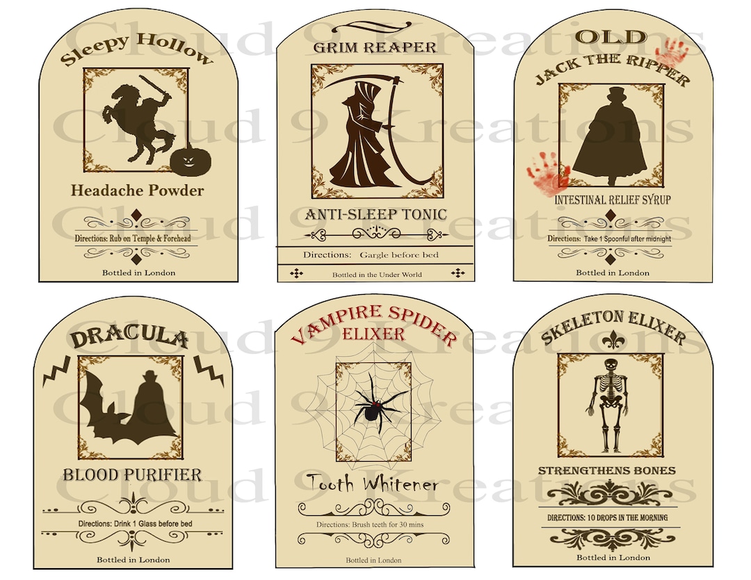 Halloween Apothecary Bottle Labels, Halloween Potion Labels, Halloween ...