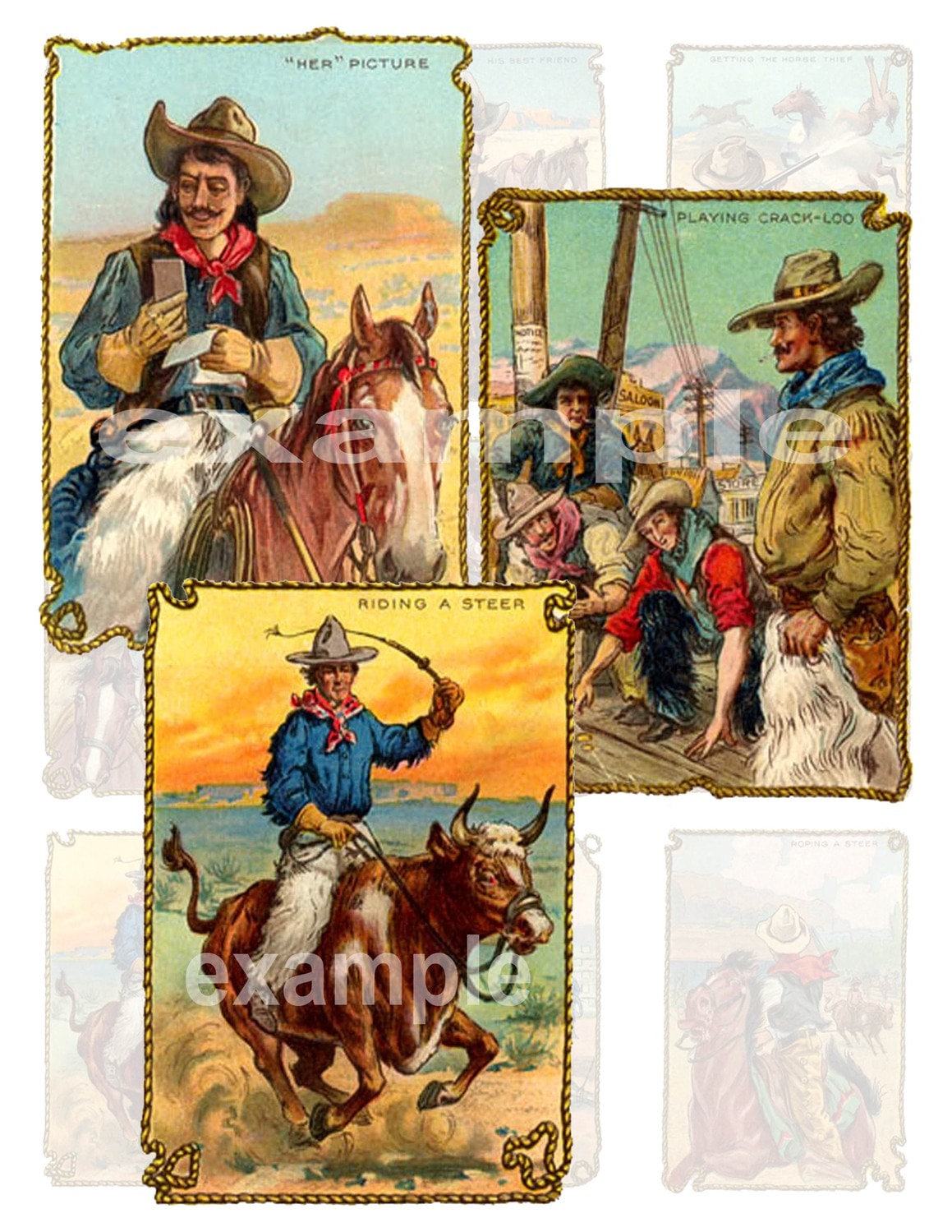 Vintage Cowboy Art...western...digital Collage Sheet 2 - Etsy