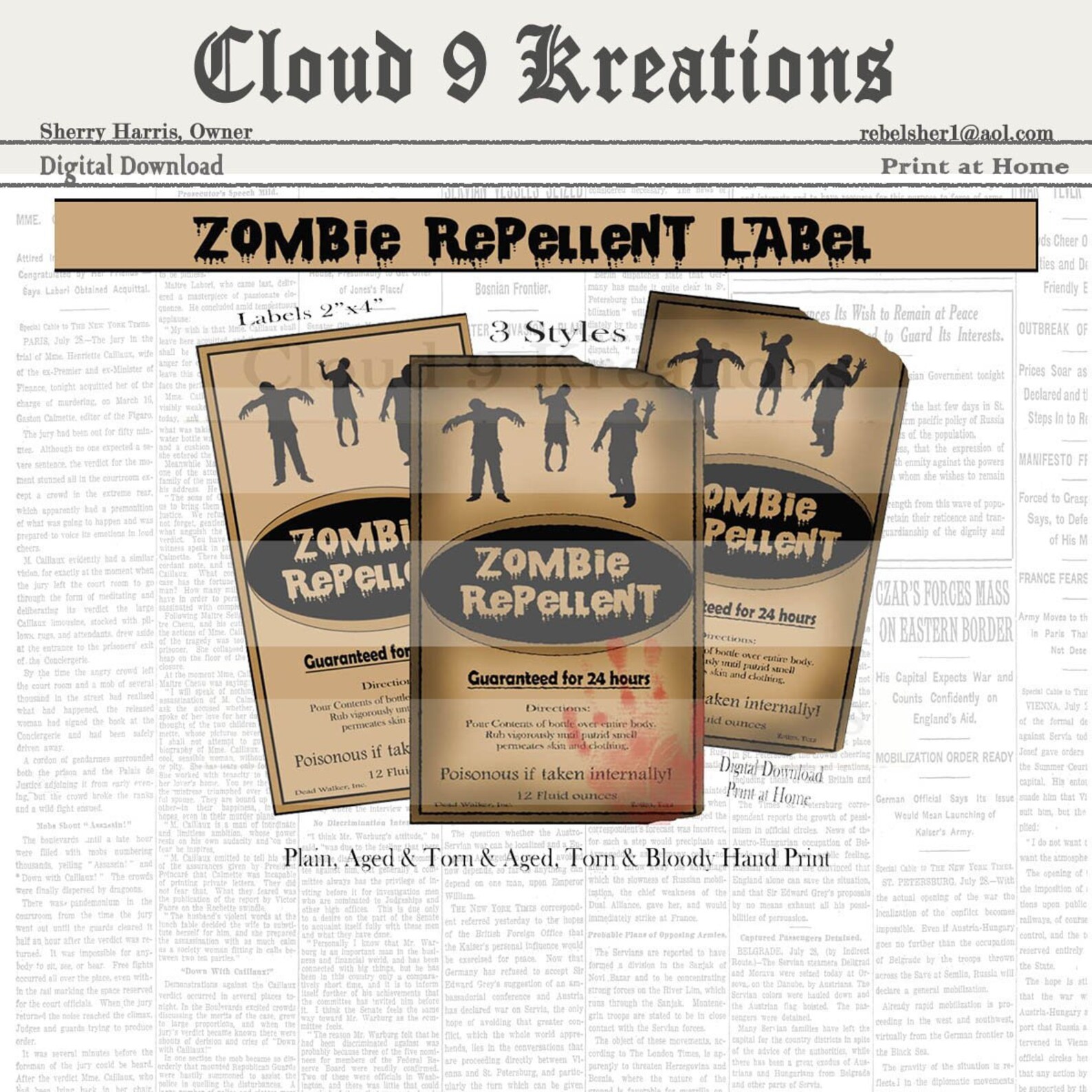 Halloween Zombie Label, Zombie Repellent Label, Halloween Label ...