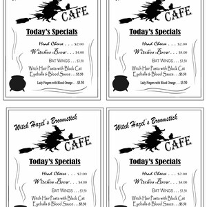 Halloween Witch Menu Labels, Witch Menu Labels, Halloween Menu Labels ...