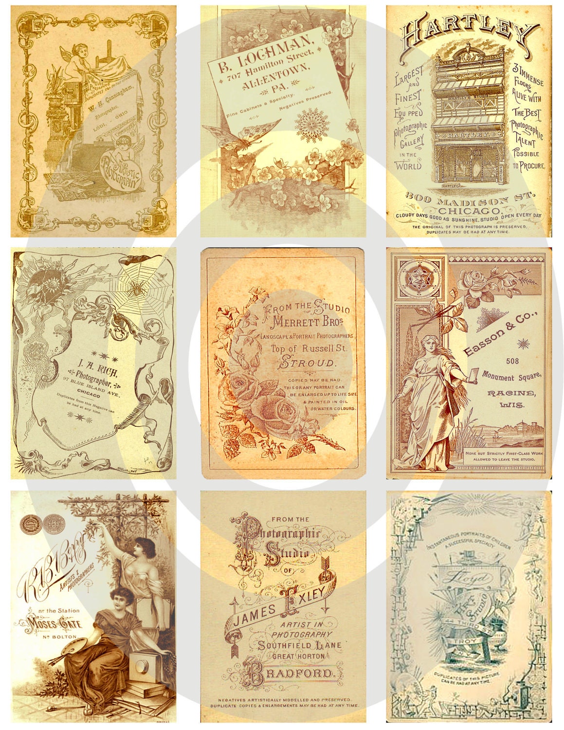 Vintage Cabinet Card Backs Digital Collage Sheet 1 - Etsy