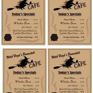 Halloween Witch Menu Labels, Witch Menu Labels, Halloween Menu Labels ...