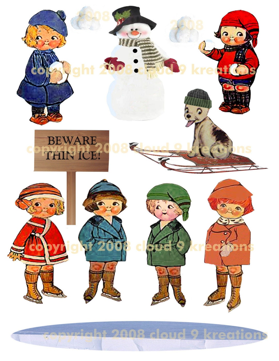 Winter Fun Dolly Dingle Digital Collage Sheet - Etsy