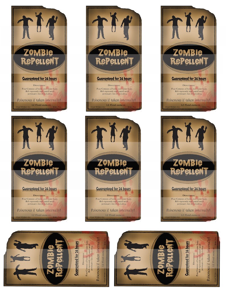 Halloween Zombie Label Zombie Repellent Label Halloween - Etsy