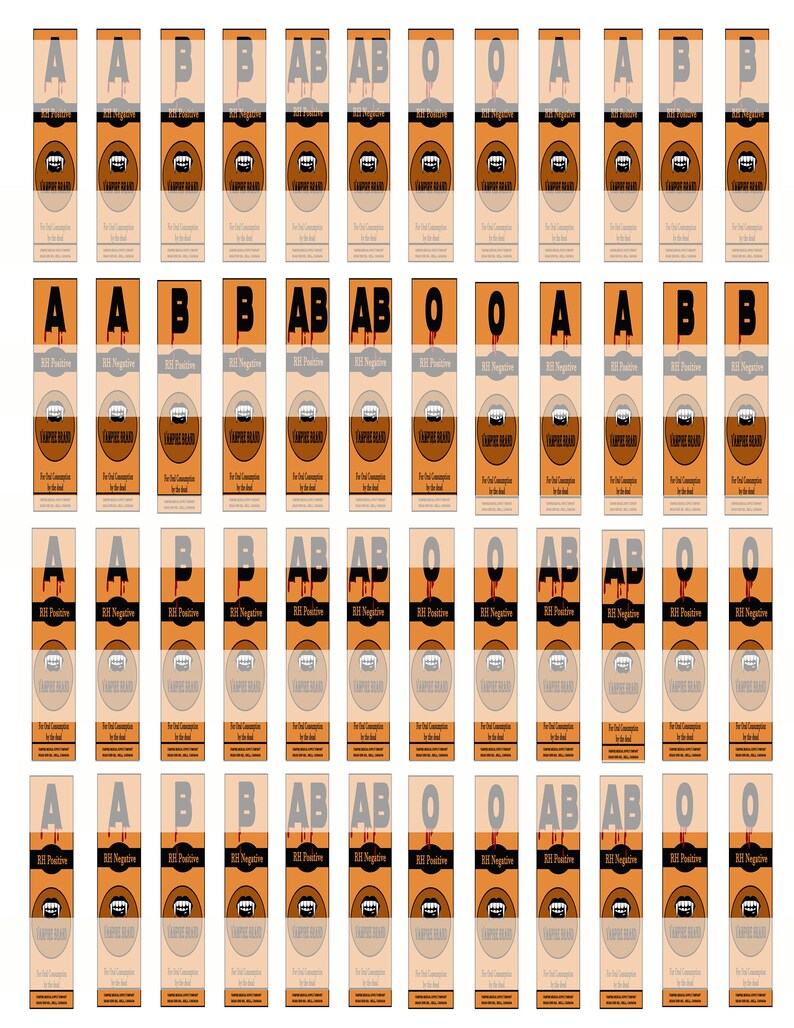 Halloween Blood Type Labels & Tags, Test Tube Labels, Blood Type Tags ...