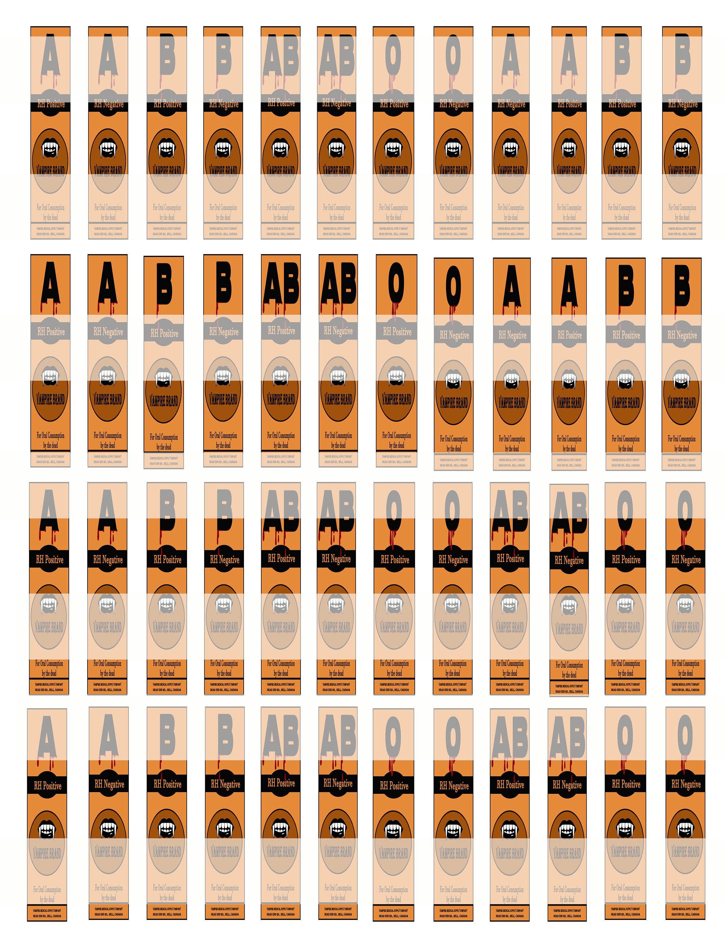 Halloween Blood Type Labels & Tags, Test Tube Labels, Blood Type Tags ...