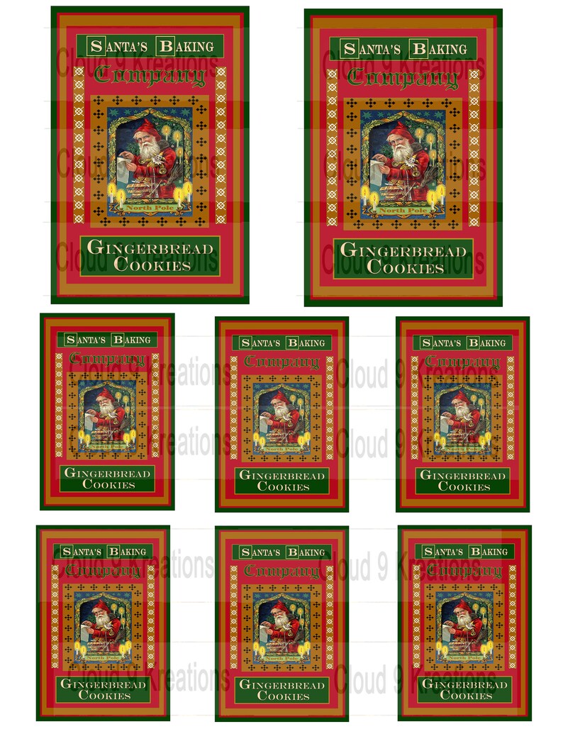 Christmas Gingerbread Cookie Labels, Gingerbread Cookie Labels, Vintage ...