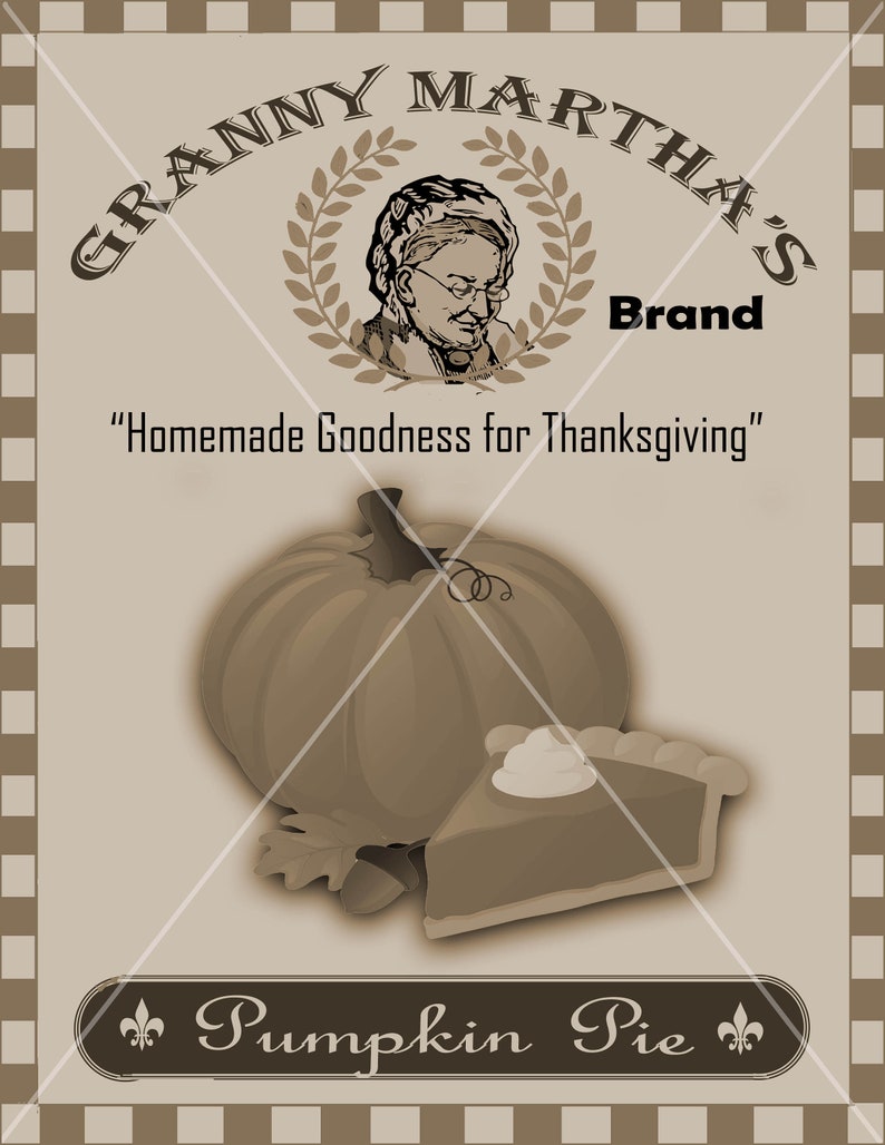 Vintage Thanksgiving Pumpkin Pie Label, Vintage Christmas Pumpkin Pie ...